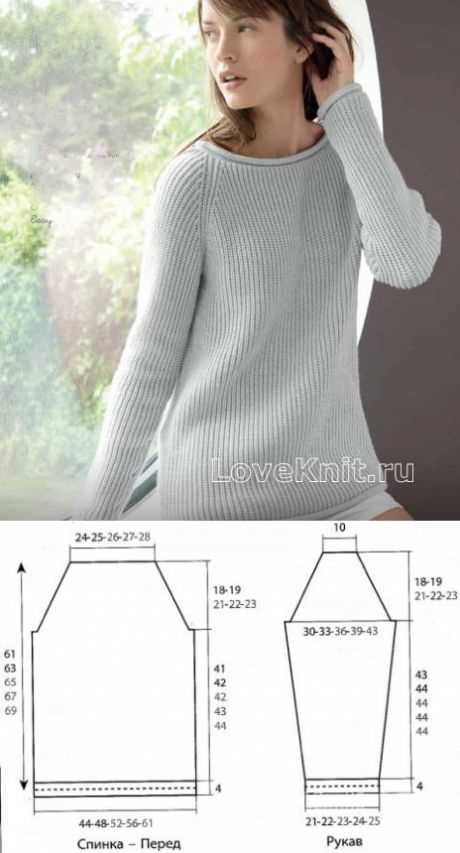 Easy-to-follow pattern for a raglan sweater made with a machine knit